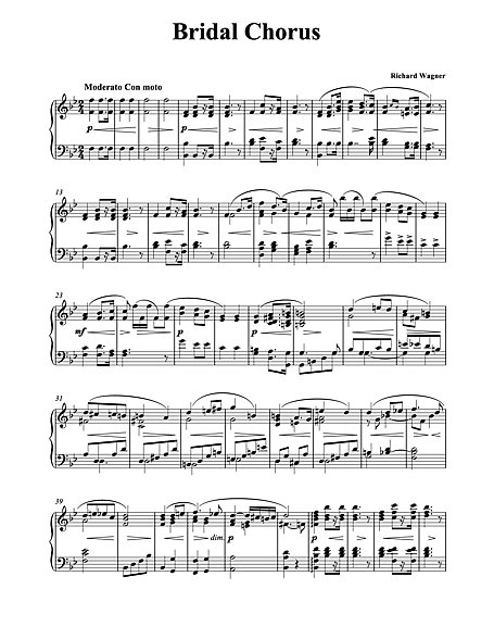 Lohengrin Brautlied (Bridal Chorus for piano) - Klavier - Noten ...